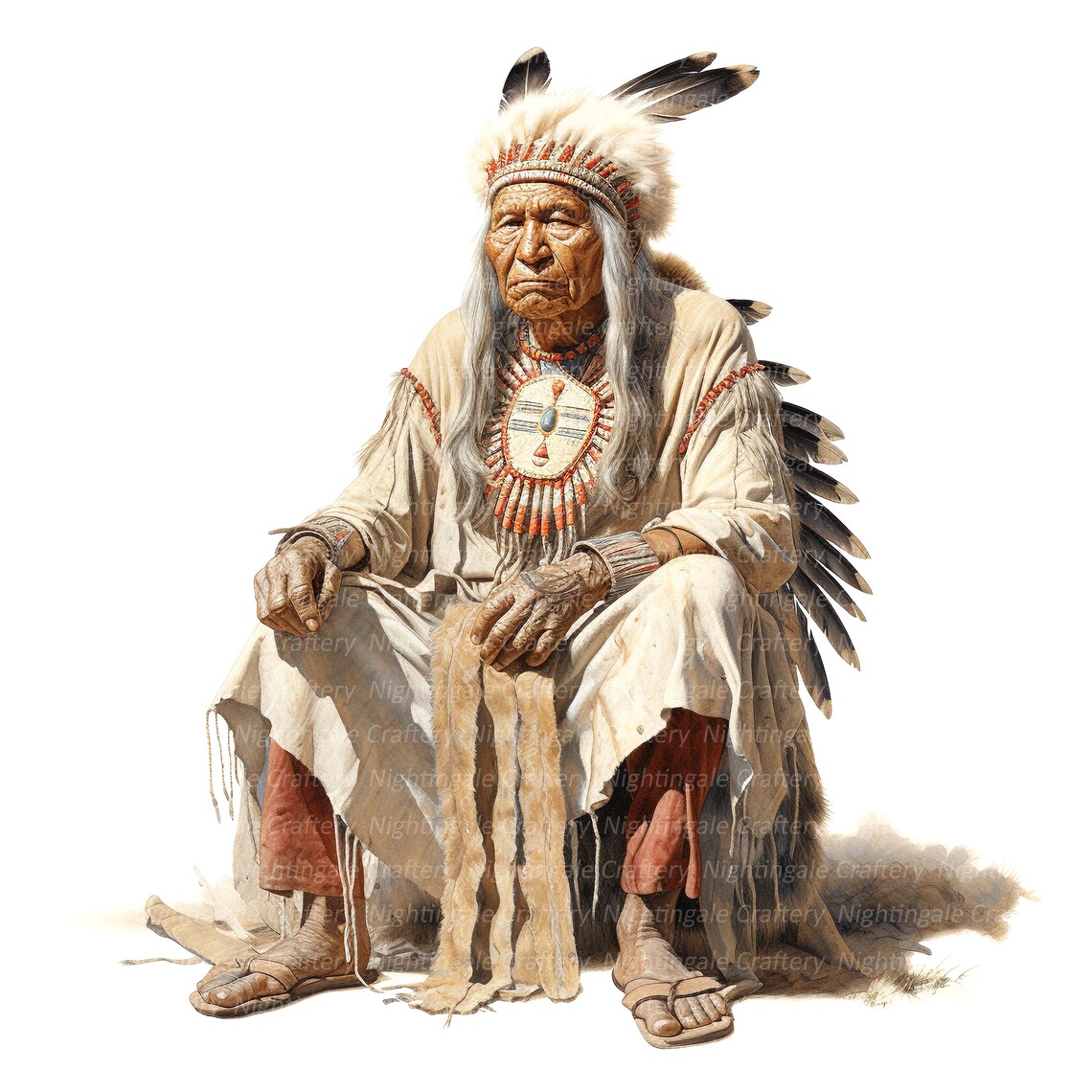 12 Native American Indian Shaman Clipart, Printable Watercolor Clipart ...