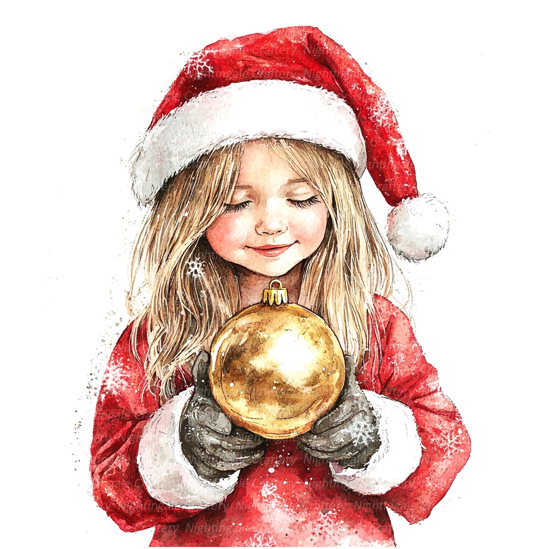 10 Christmas Little Girl Clipart, Snow White, Printable Watercolor ...