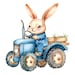 10 Bunny With Tractor Clipart, Bunny Farmer, Printable Watercolor ...