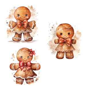 14 Gingerbread Girl Clipart, Christmas Clipart, Printable Watercolor ...