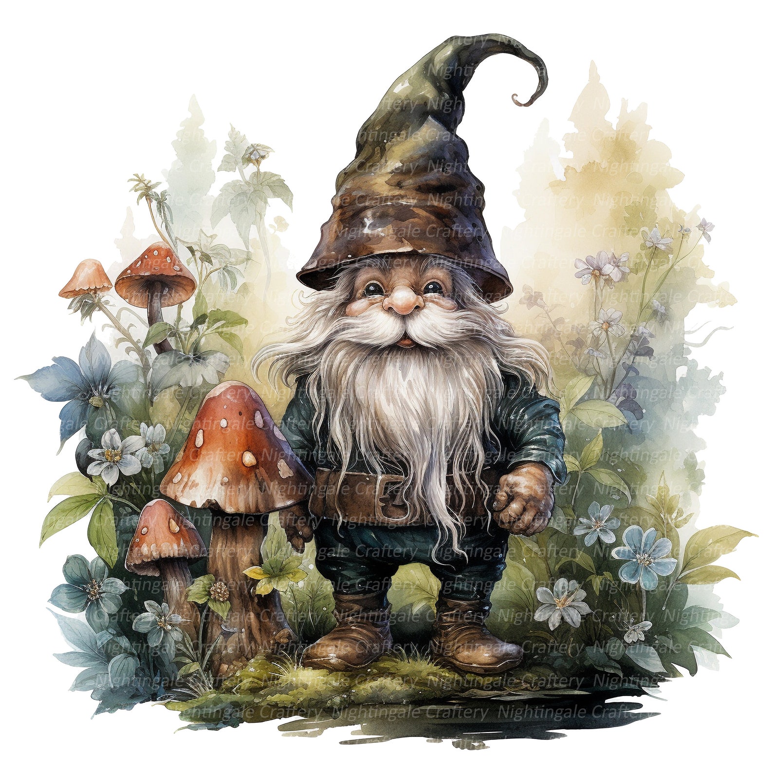 10 Magic Gnome Clipart, Forest Gnome Clipart, Printable Watercolor ...