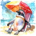 12 Hawaiian Penguin Clipart, Penguin in Beach, Printable Watercolor ...