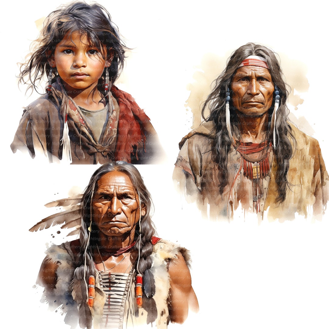 14 Native American Indian People Bundle Clipart, Printable Watercolor ...