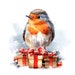 10 Christmas Robin and Gifts, Printable Watercolor Clipart, High ...