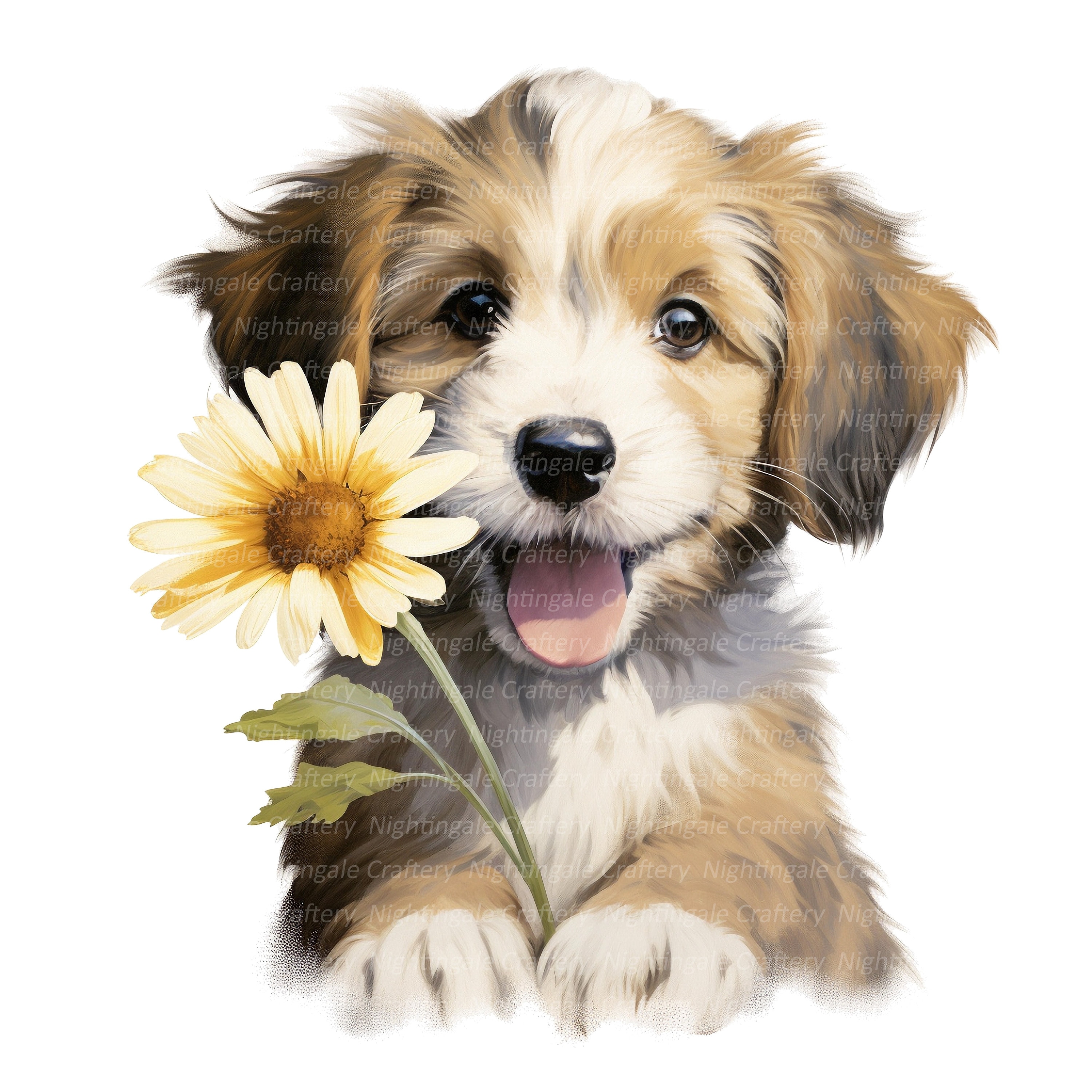 10 Puppy With Flower Clipart, Dog Clipart, Printable Watercolor Clipart ...