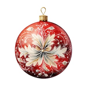 12 Red Bauble Clipart, Christmas Bauble Clipart, Printable Watercolor ...