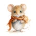 10 Mouse With Scarf Clipart, Winter Mouse, Printable Watercolor Clipart ...