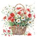8 Floral Basket Clipart, Red Flowers, Printable Watercolor Clipart ...