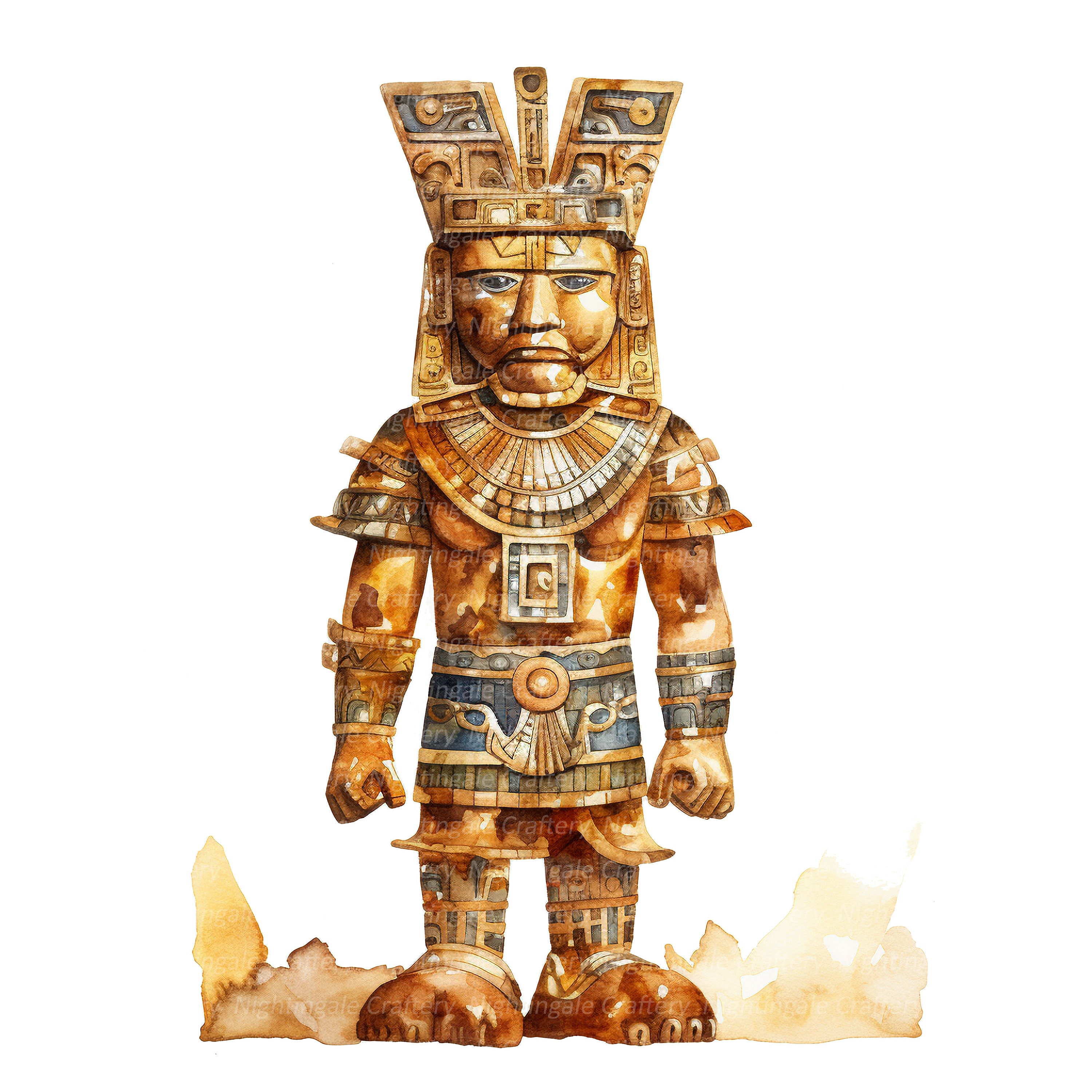 10 Gold Figure of Inca Clipart, Inca Figure, Printable Watercolor ...