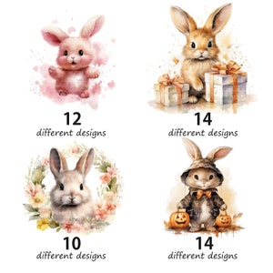 300+ Bunny Clipart Bundle, 30 Collections, Printable Watercolor Clipart ...