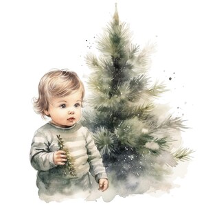 14 Christmas Baby Clipart, Vintage Baby Clipart, Printable Watercolor ...