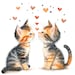 10 Kitten Love Clipart, Romantic Cats Clipart, Printable Watercolor ...