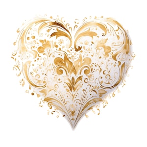 10 Golden Heart Clipart, Hearts, Christmas Card, Printable Watercolor ...