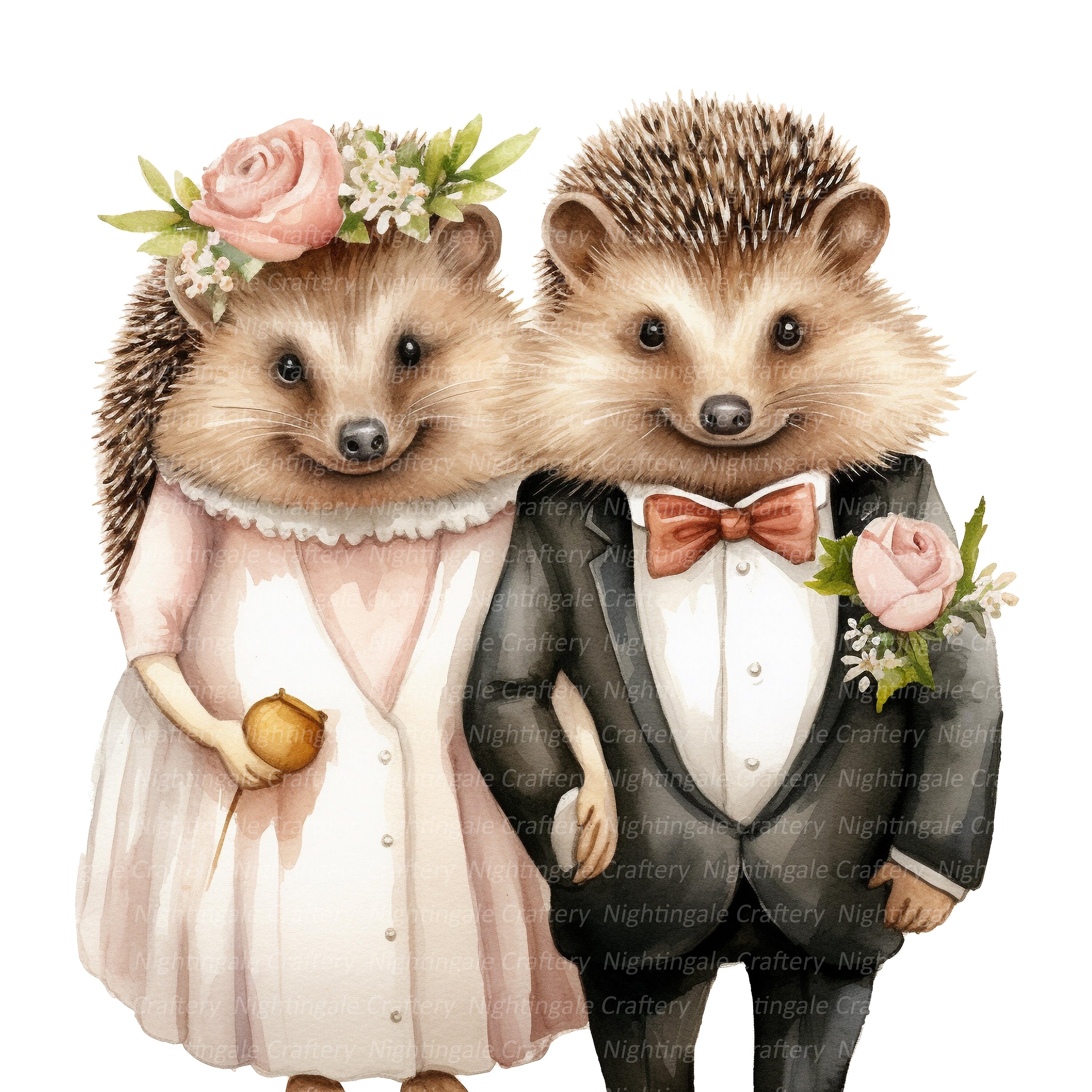 10 Cute Hedgehog Wedding Clipart Printable Watercolor - Etsy