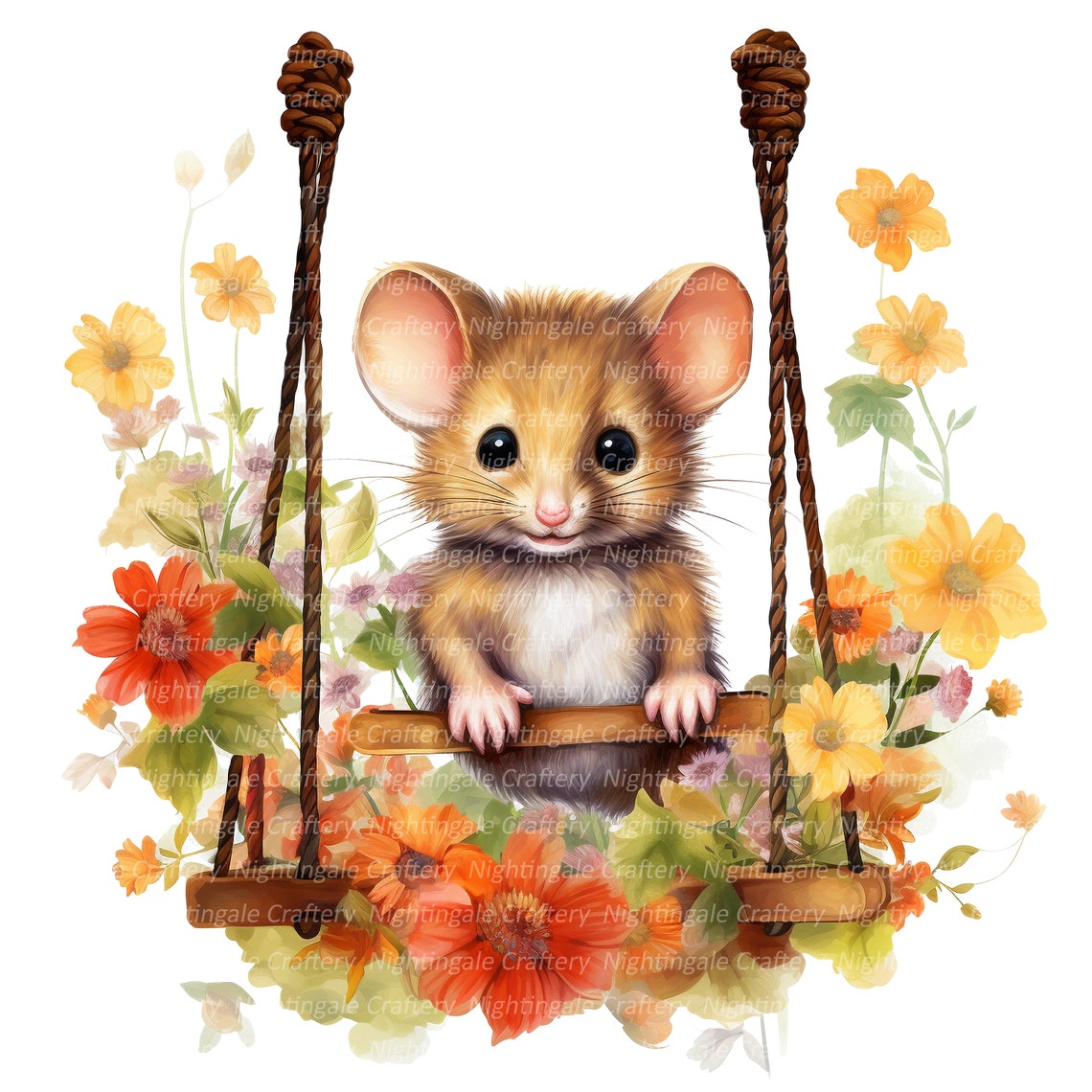 Baby Mouse Swing Clipart Printable Watercolor Clipart 10 - Etsy