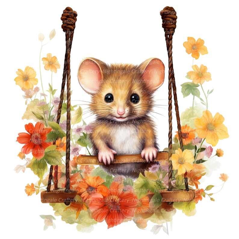 Baby Mouse Swing Clipart Printable Watercolor Clipart 10 - Etsy