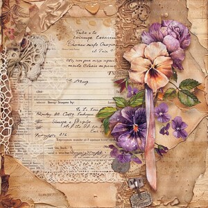 18 Violets and Lace Papers, 12 X 12 Digital Paper Pack, Junk Journal ...