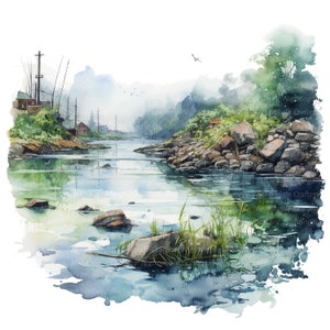 12 Polluted Waters Clipart, Printable Watercolor Clipart, High Quality ...