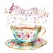 12 Music Notes Tea Cup Clipart, Printable Watercolor Clipart, High ...
