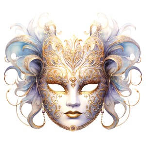 14 Carnival Mask Clipart, Venice Mask Festival, Printable Watercolor ...