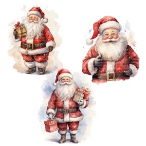 14 Christmas Santa Claus Clipart Set 2, Printable Watercolor Clipart ...