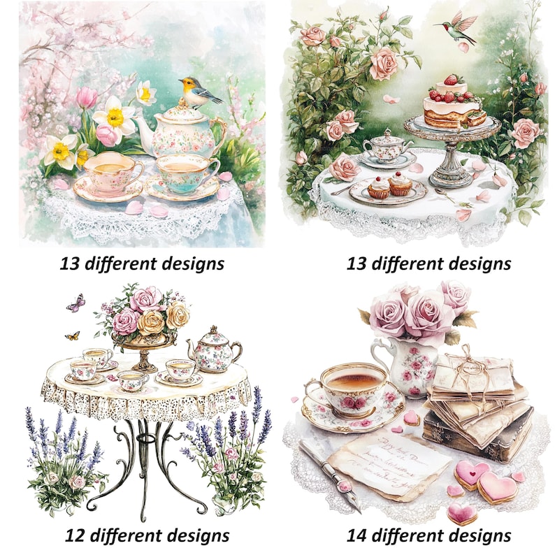 343 Tea Party Clipart BUNDLE, Printable Tea Cups, Tea Set, Printable ...