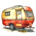 9 Cartoon Trailer Clipart, Camping Trailer, Printable Watercolor ...