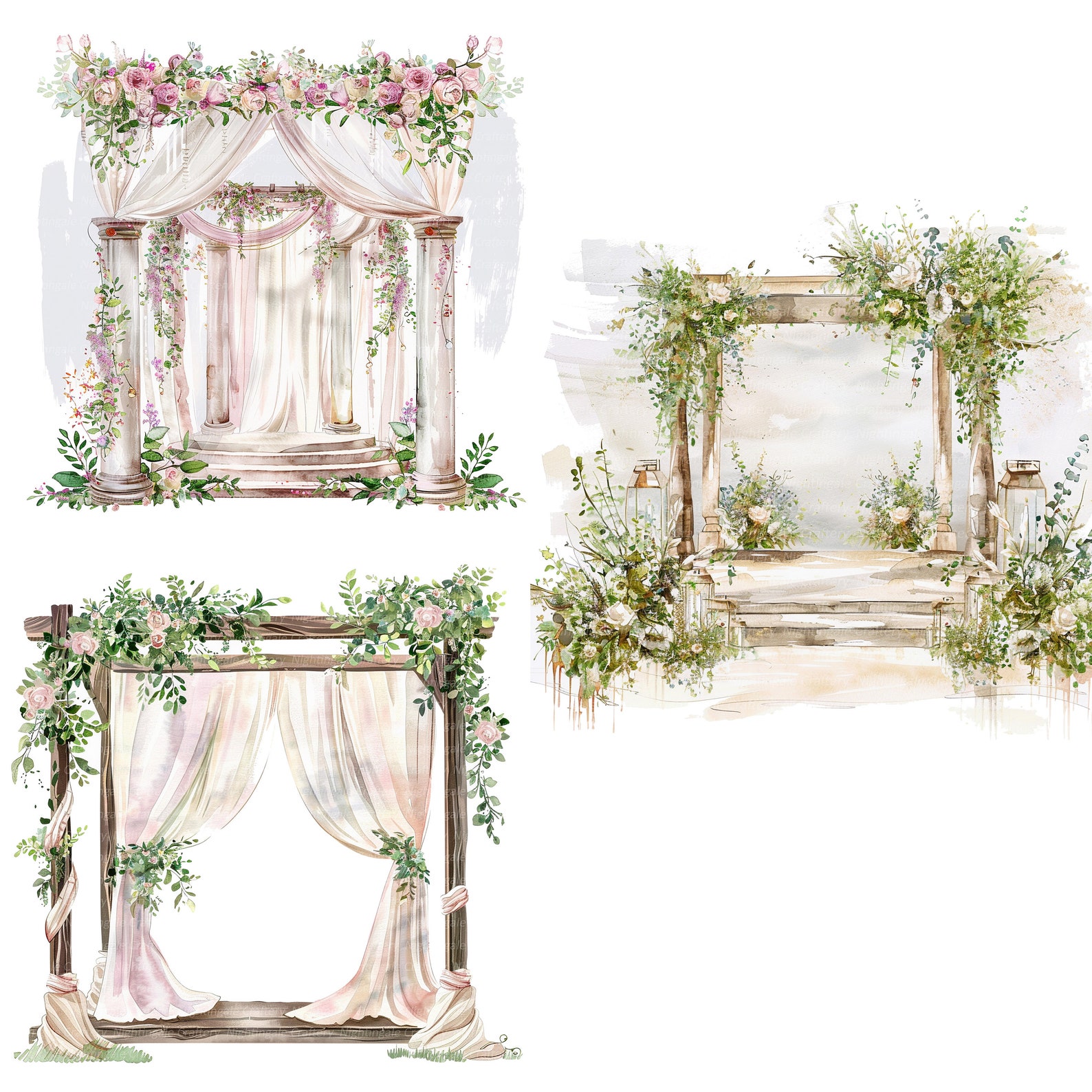 14 Wedding Altar Clipart, Wedding Invitation, Printable Watercolor ...
