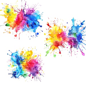 14 Color Splash Clipart, Paint Splash Coloured, Printable Watercolor ...