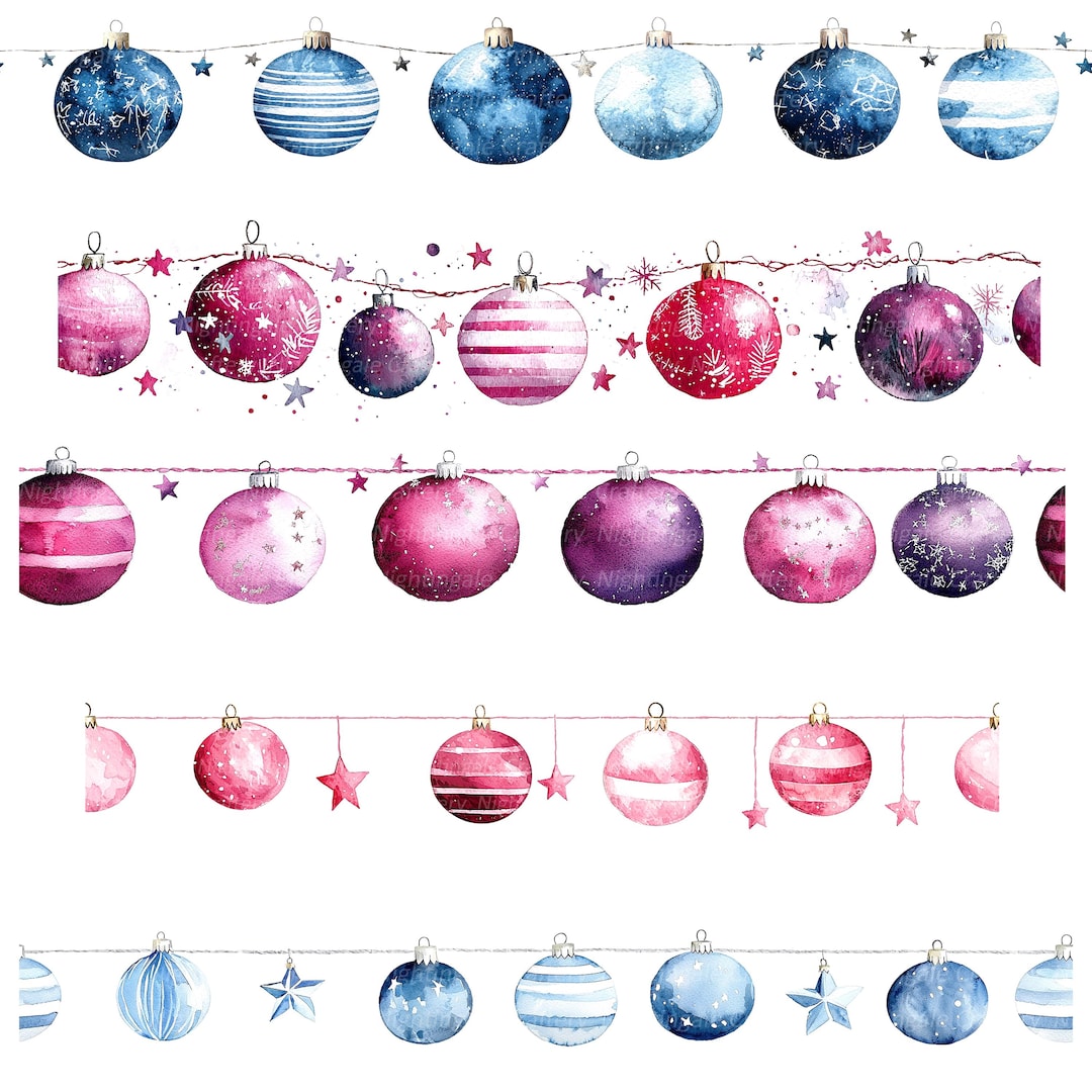 12 Christmas Garland Clipart Set 2, Seamless Border, Printable ...