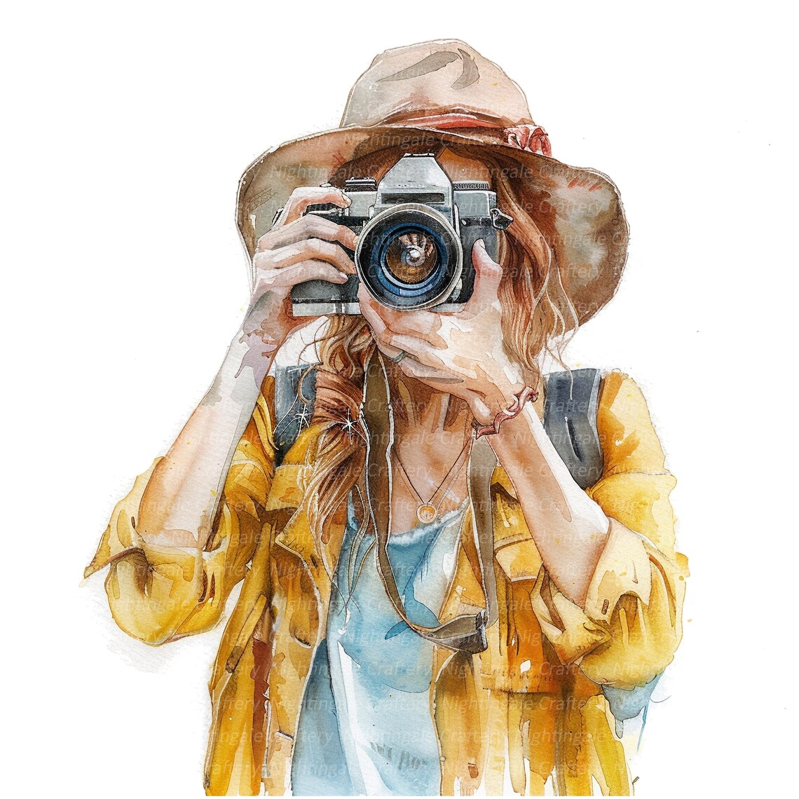 8 Woman With Camera Clipart, Photographer, Printable Watercolor Clipart ...