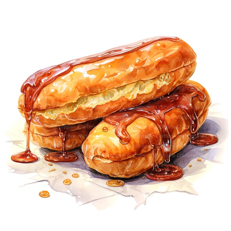 10 Tasty Eclair Clipart, Dessert Clipart, Printable Watercolor Clipart ...