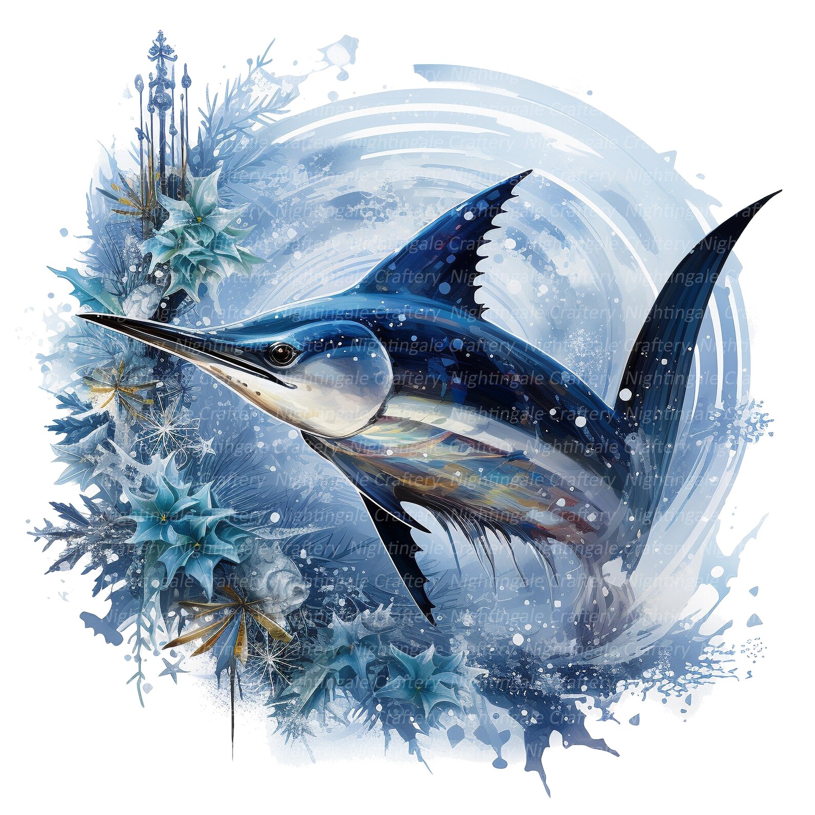 8 Swordfish Clipart, Watercolor Swordfish, Printable Watercolor Clipart ...