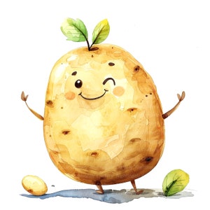 36 Cartoon Vegetables Clipart, Illustrations, Printable Watercolor ...