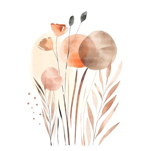 10 Boho Flowers Clipart, Autumn Colors, Printable Watercolor Clipart ...