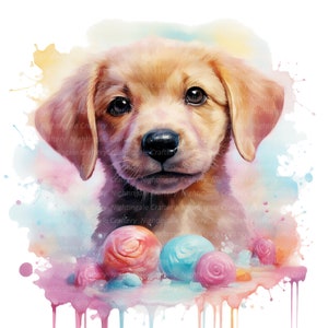 11 Candy Puppy, Pink Puppy, Cute Puppy Clipart, Digital Clipart ...