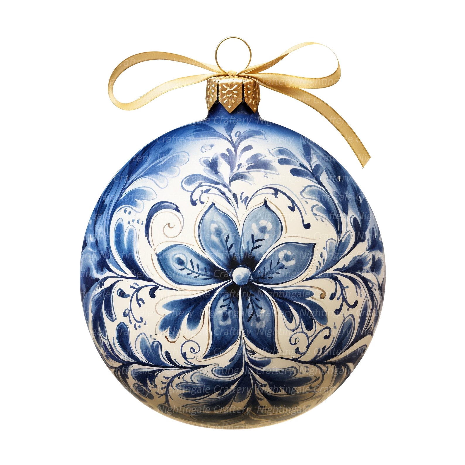 20 Blue Vintage Bauble Clipart, Printable Watercolor Clipart, High ...