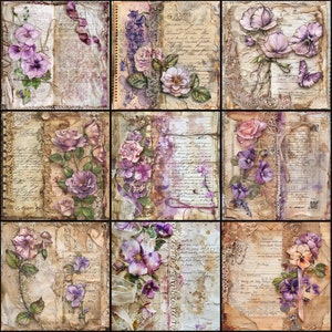 18 Violets and Lace Papers, 12 X 12 Digital Paper Pack, Junk Journal ...