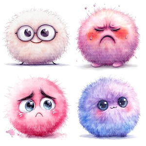 30 PNG Fluffy Emoji Emoticons Clipart, Smiley Clipart, Digital Clipart ...