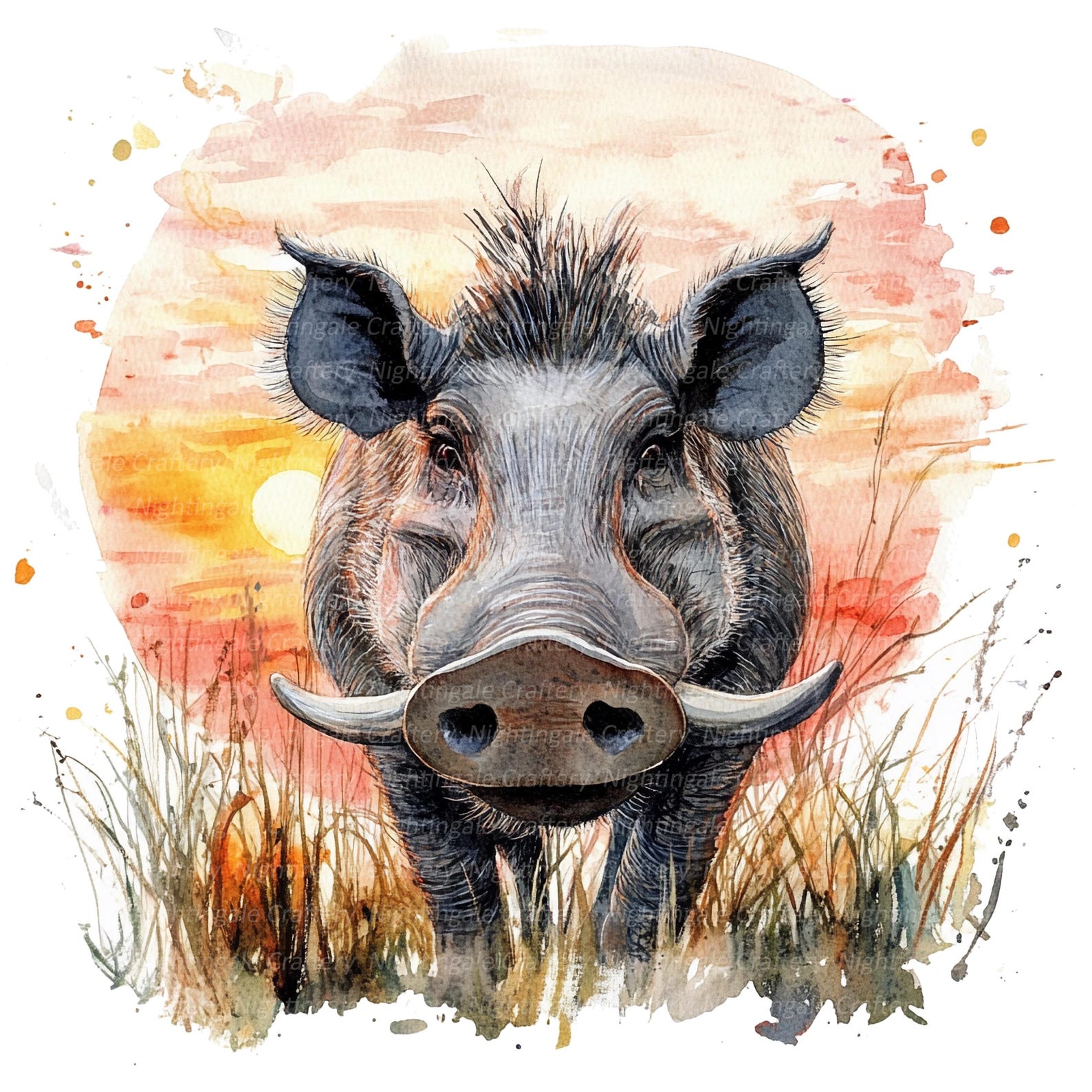 10 Warthog Clipart, Watercolor Warthog, Printable Watercolor Clipart ...