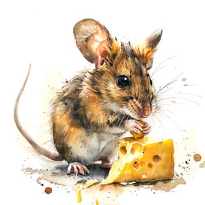 10 Mouse With Cheese Clipart, Printable Watercolor Clipart, High ...