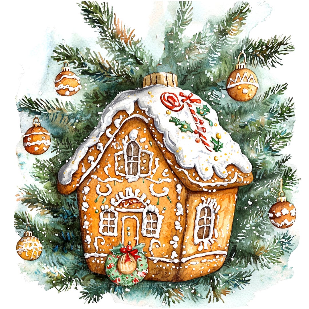 7 Gingerbread House Clipart, Christmas Decor Clipart, Printable ...