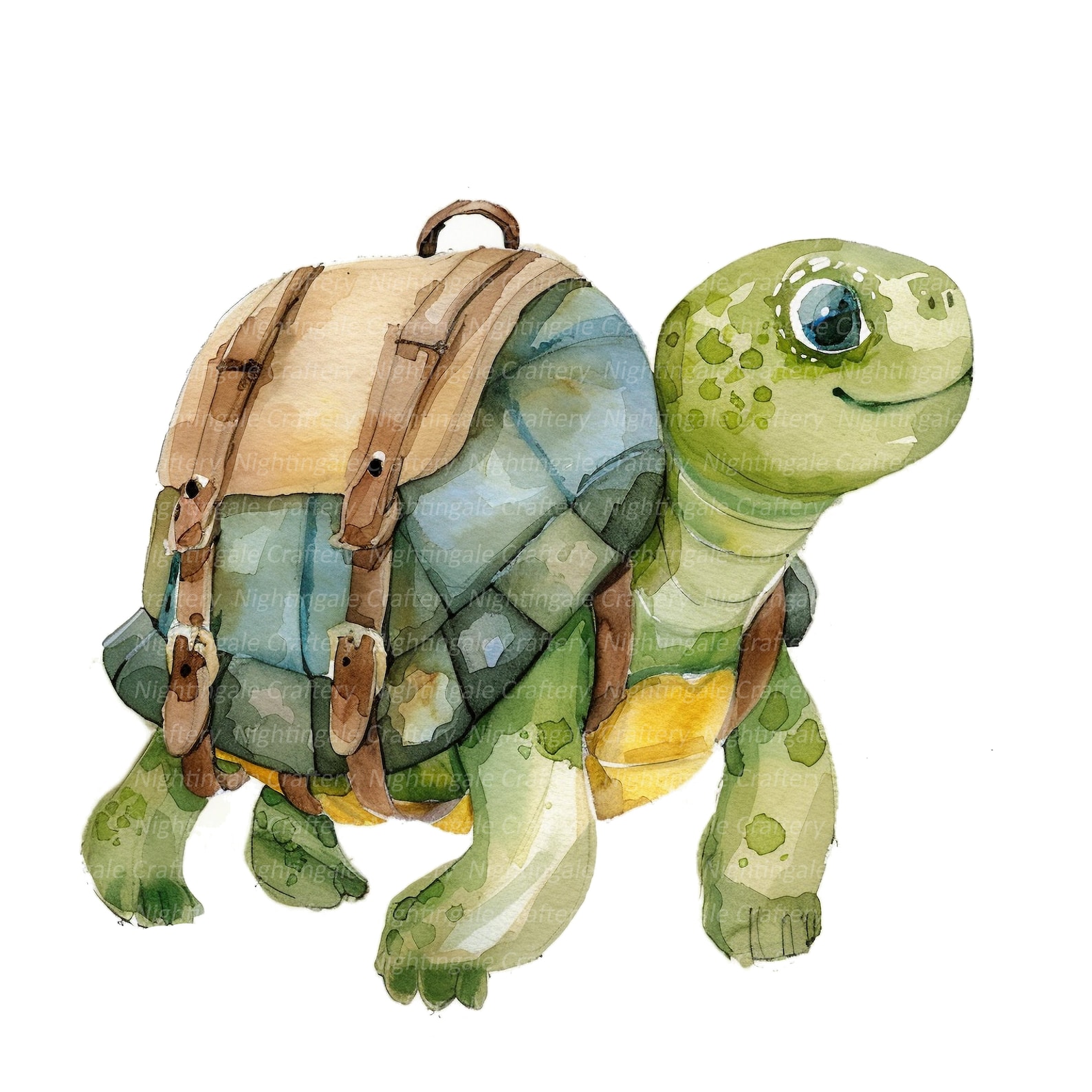 8 Cartoon Turtle Clipart, Turtle Traveller, Backpack, Printable ...