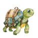 8 Cartoon Turtle Clipart, Turtle Traveller, Backpack, Printable ...