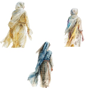 14 Woman in Biblical Times Clipart, Printable Watercolor Clipart, High ...