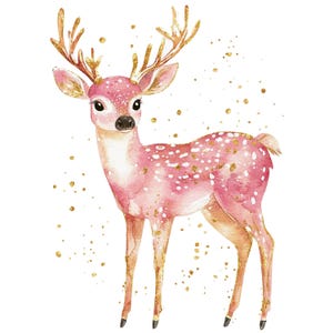 9 Pink Deer Clipart, Abstract Deer, Stag, Printable Watercolor Clipart ...