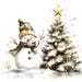 8 Golden Snowman Clipart, Christmas Clipart, Printable Watercolor ...