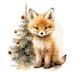 12 Christmas Fox Clipart, Baby Fox, Little Fox, Printable Watercolor ...