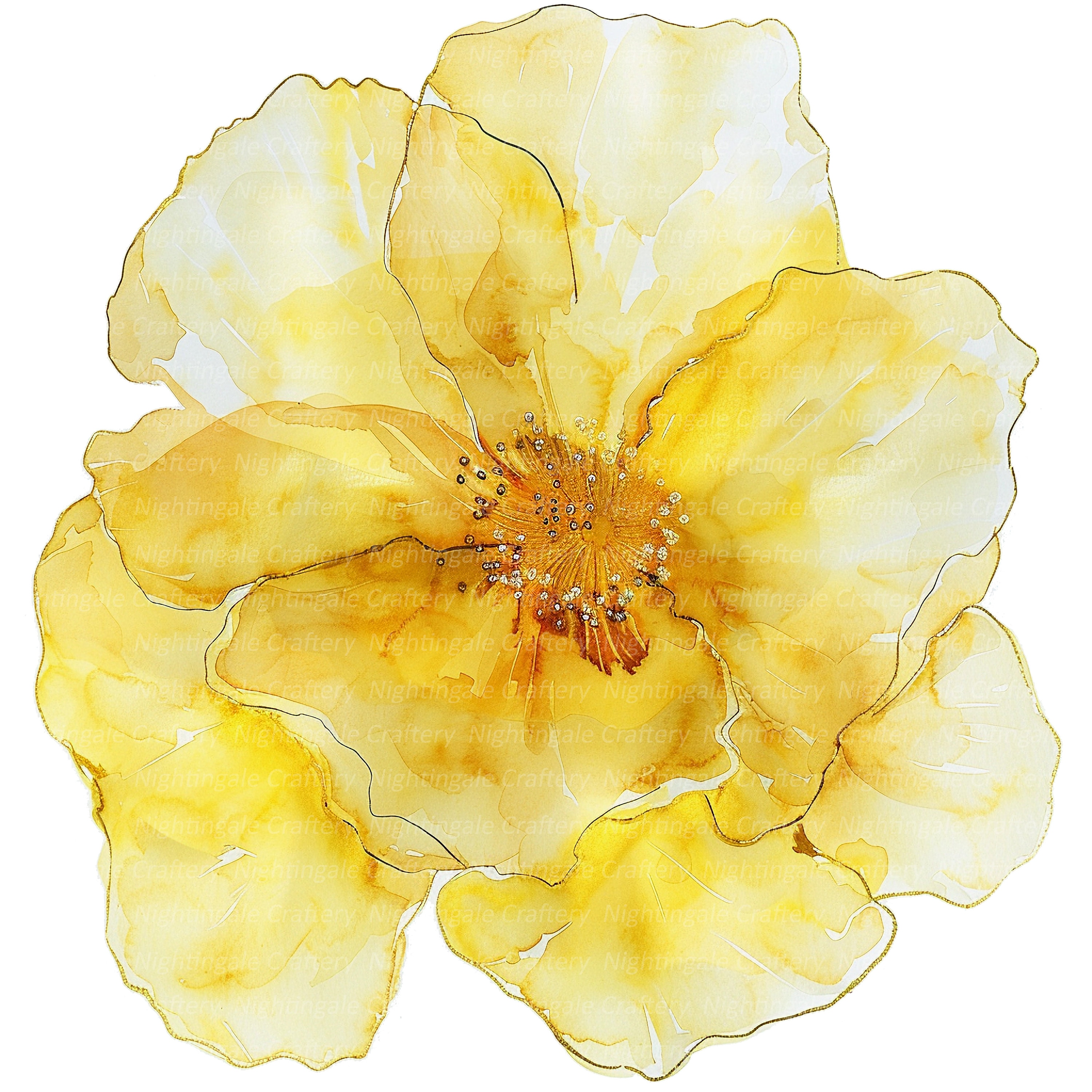 10 Abstract Flowers Clipart, Yellow Flower, Flowers Print, Printable ...