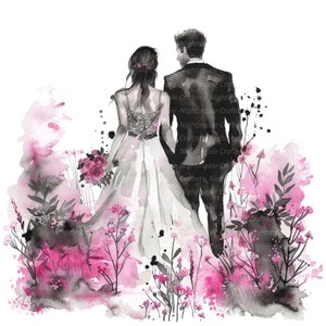 12 Abstract Wedding Couple Clipart, Printable Watercolor Clipart, High ...